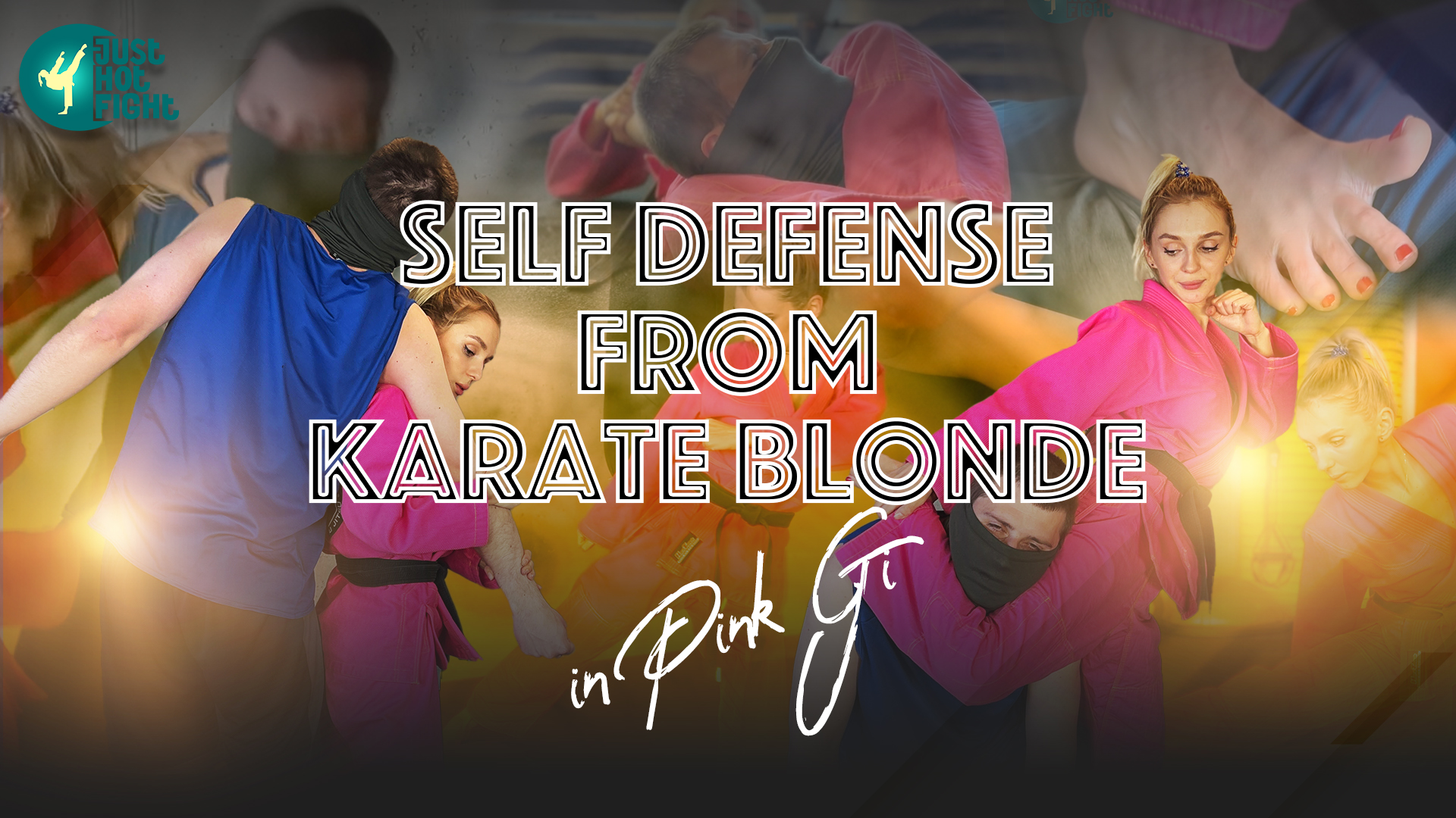 SELF DEFENSE FROM KARATE BLONDE IN PINK GI - JustHotFight